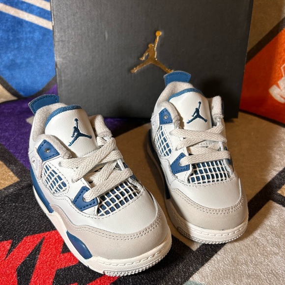Jordan | Shoes | Air Jordan 4 Retro Toddler Military Blue Off White ...